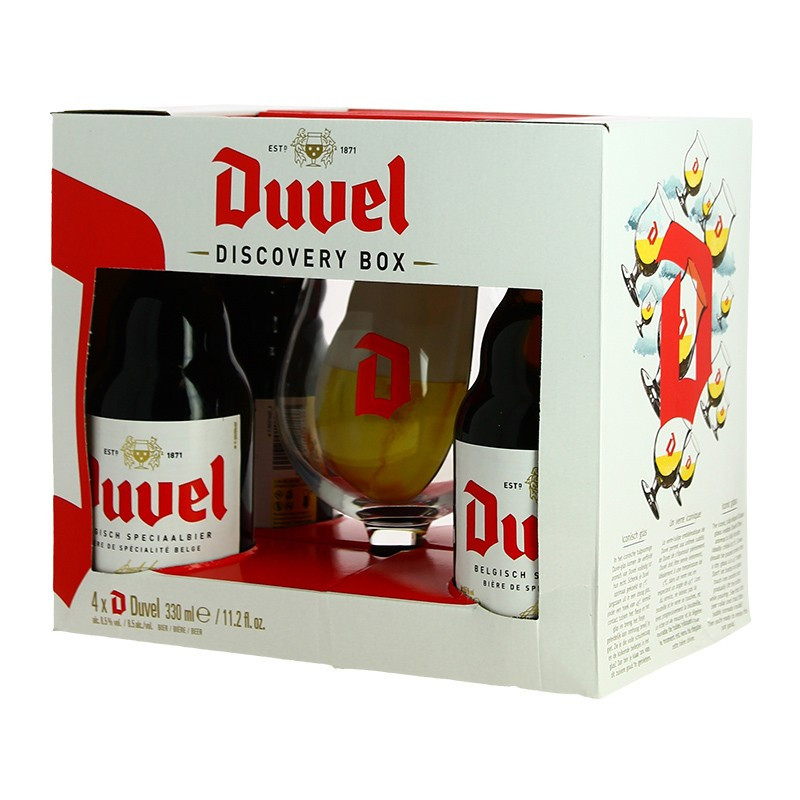 acheter coffret bière Duvel bière belge 4 x 33 cl + 1 verre